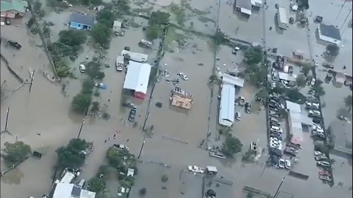 Aerial footage shows flood damage left behind by Hanna | abc10.com