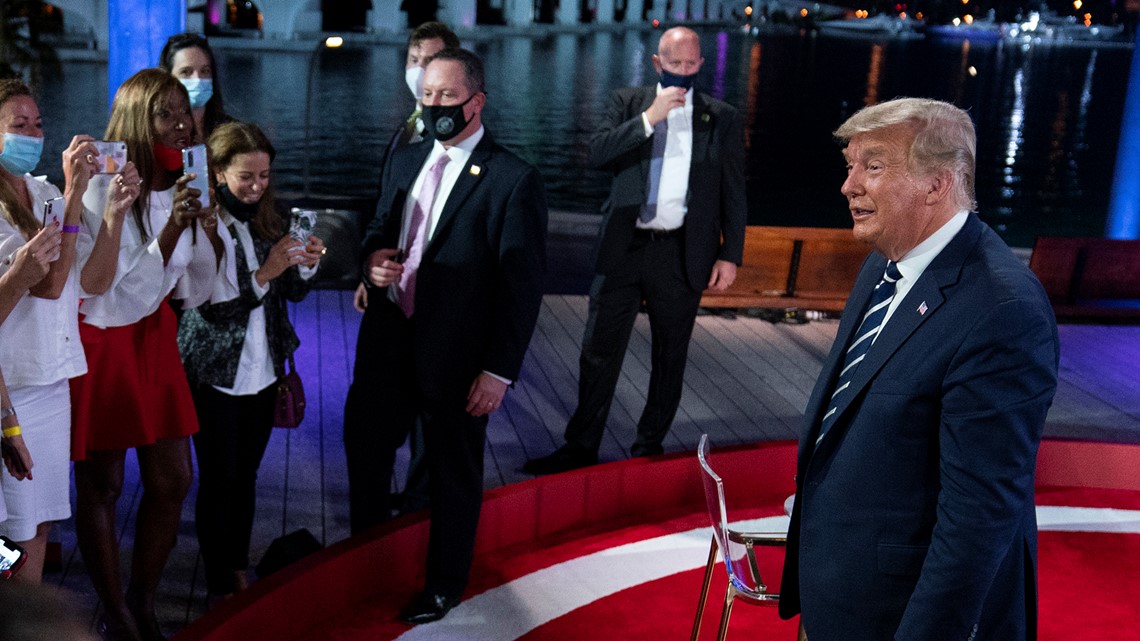 Who is the nodding lady behind Trump at town hall? | abc10.com