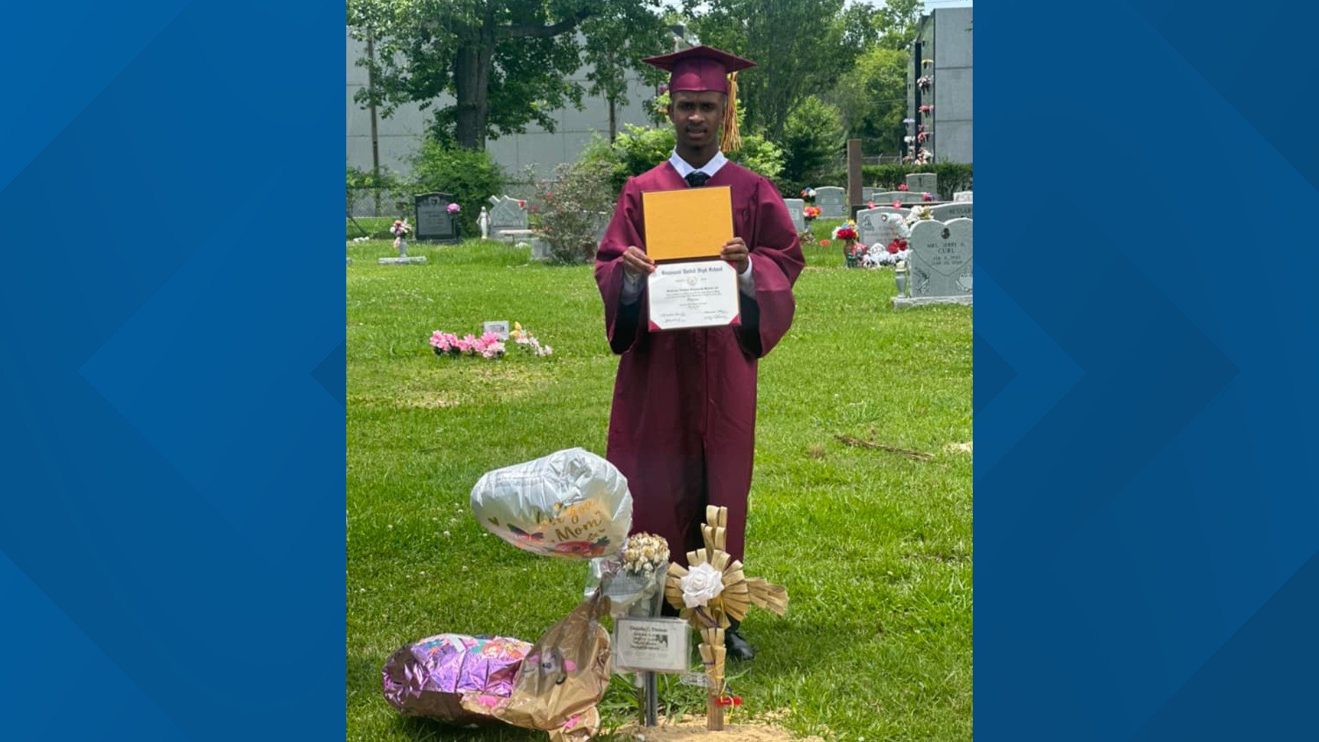High School grad poses for photo at mom's gravesite | abc10.com