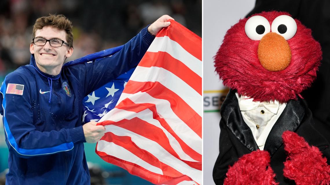 US Olympian Stephen Nedoroscik gives Elmo motivational boost | abc10.com