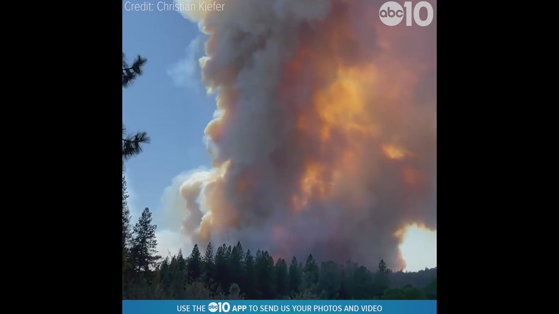 Video taken outside of Colfax shows the River Fire in the distance ...