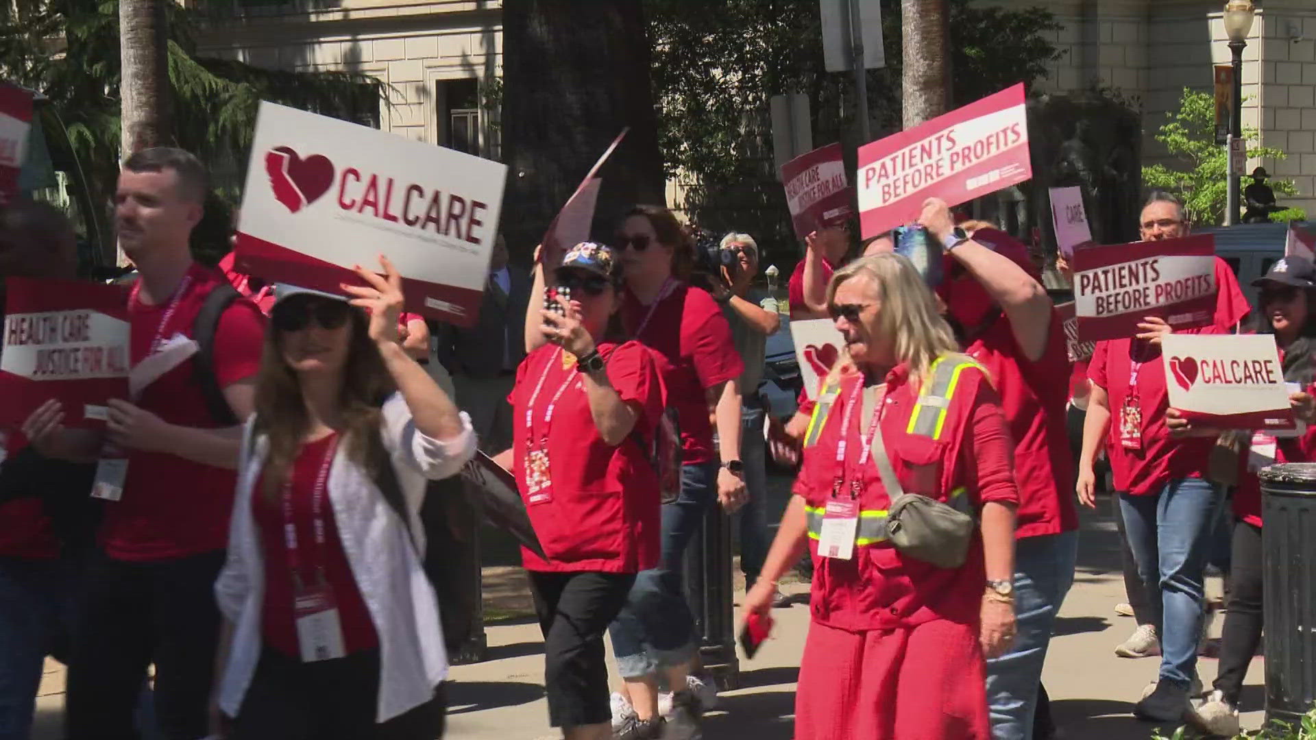 California Nurses Association holds a rally to raise awareness for ...