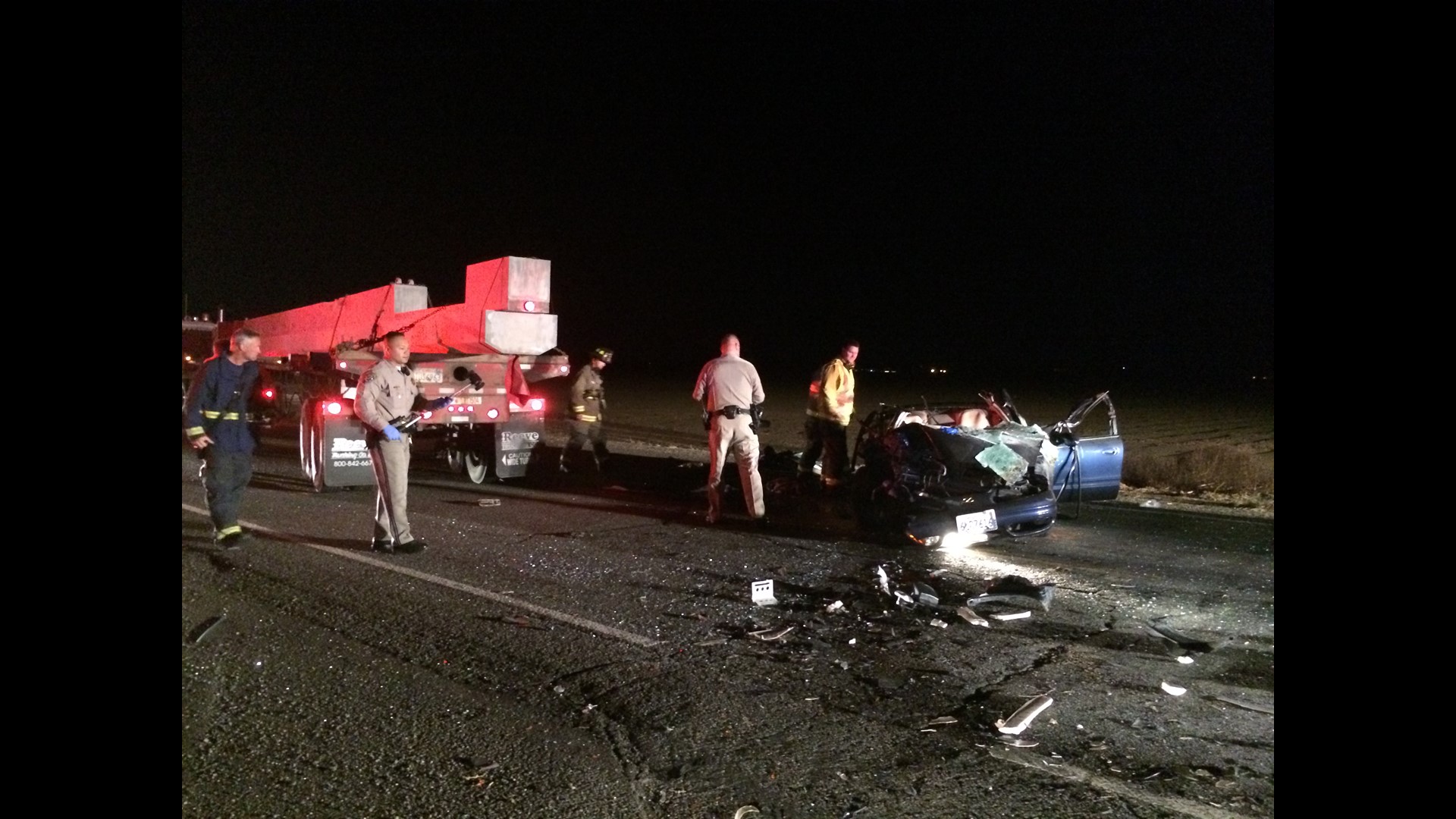Photos from the scene: Car vs big rig crash in Yolo County | abc10.com