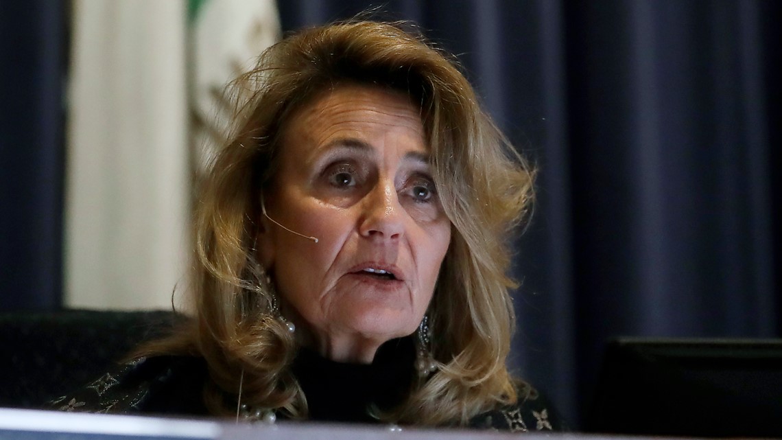 California Public Utilities Commission President Marybel Batjer in line ...