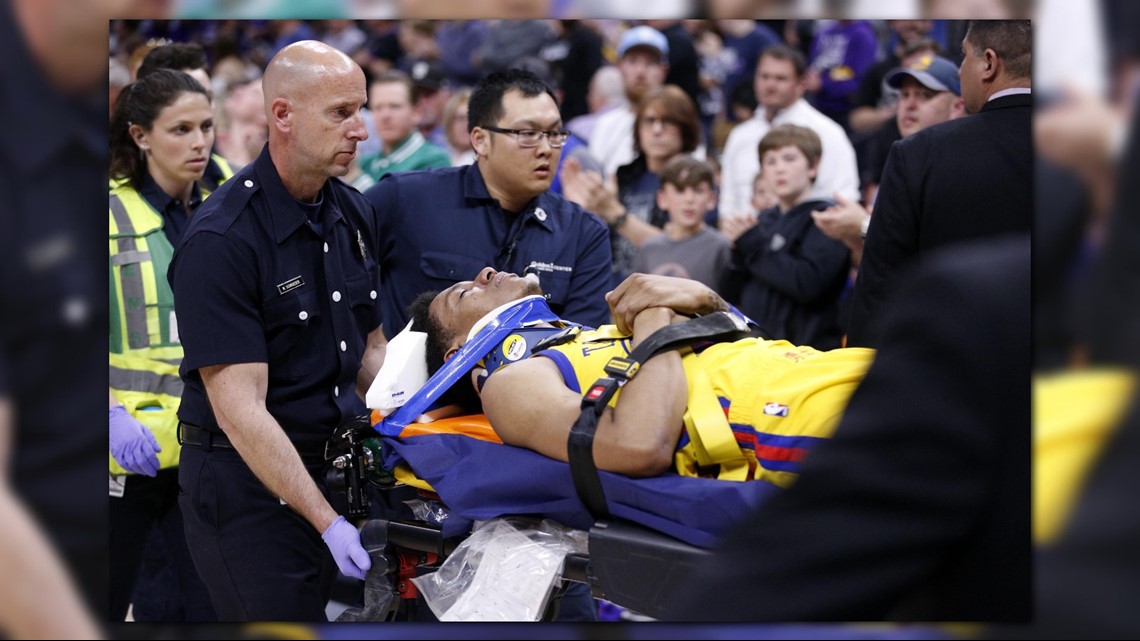 Warriors' McCaw injured in scary fall as team beats Kings | abc10.com