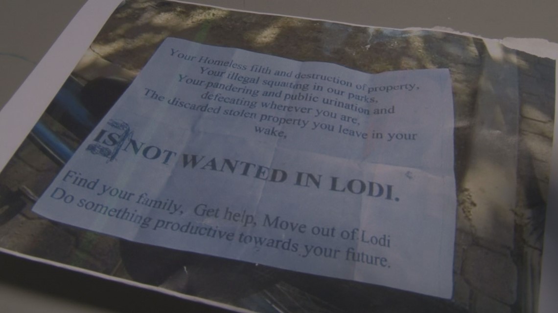 Flyers telling homeless they are "not wanted" show up in Lodi | abc10.com