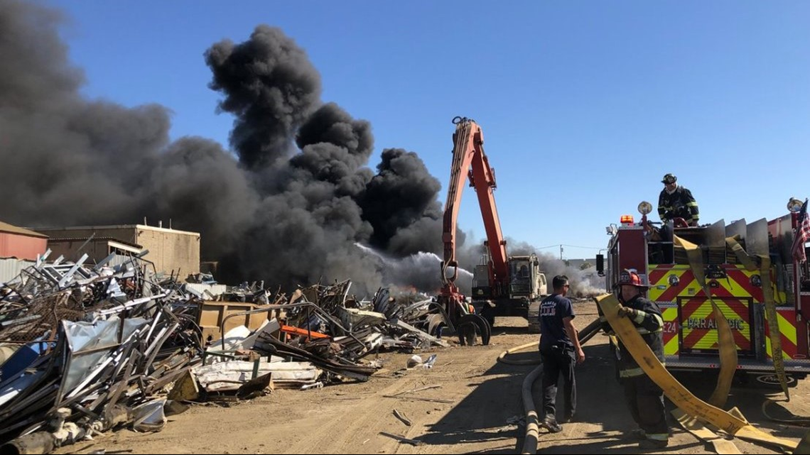 Residents told to shelter in place due to fire at Bay Area scrap metal ...