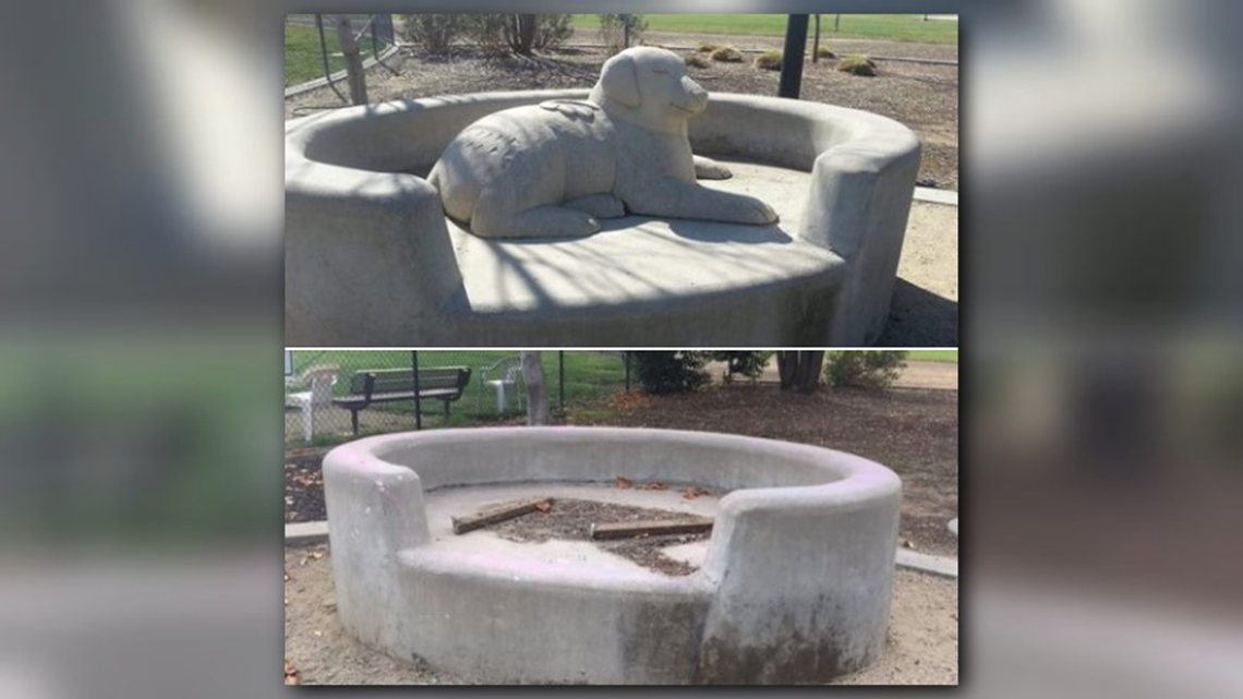 Dog sculpture stolen from Roseville park | abc10.com