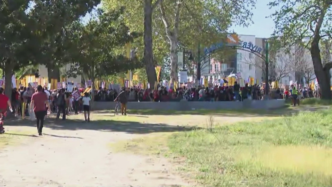 Twin Rivers and Natomas teachers join for march amid strike | abc10.com