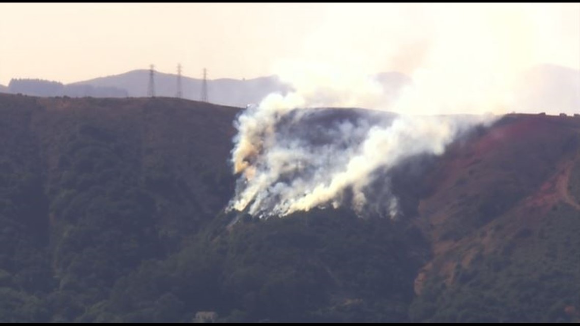 Brush fire burning near transmission lines on San Bruno Mountain ...