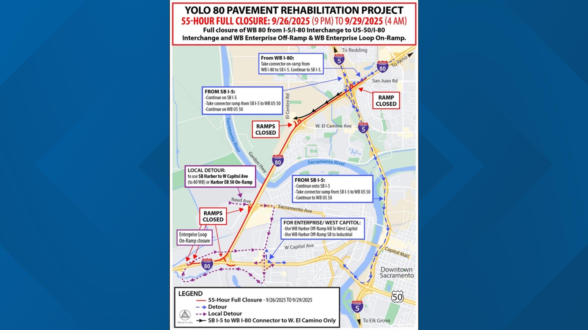 Caltrans plans 55-hour closure of Westbound I-80 to I-5 interchange ...
