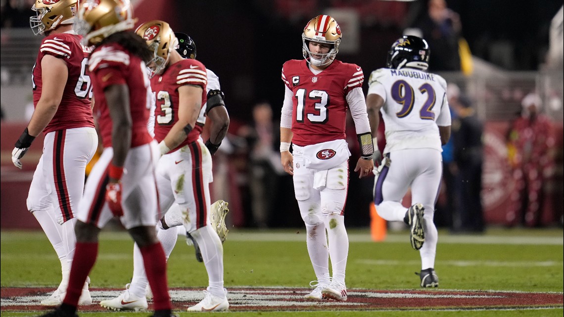 Brock Purdy's 4 interceptions doom the 49ers in loss to Ravens | abc10.com