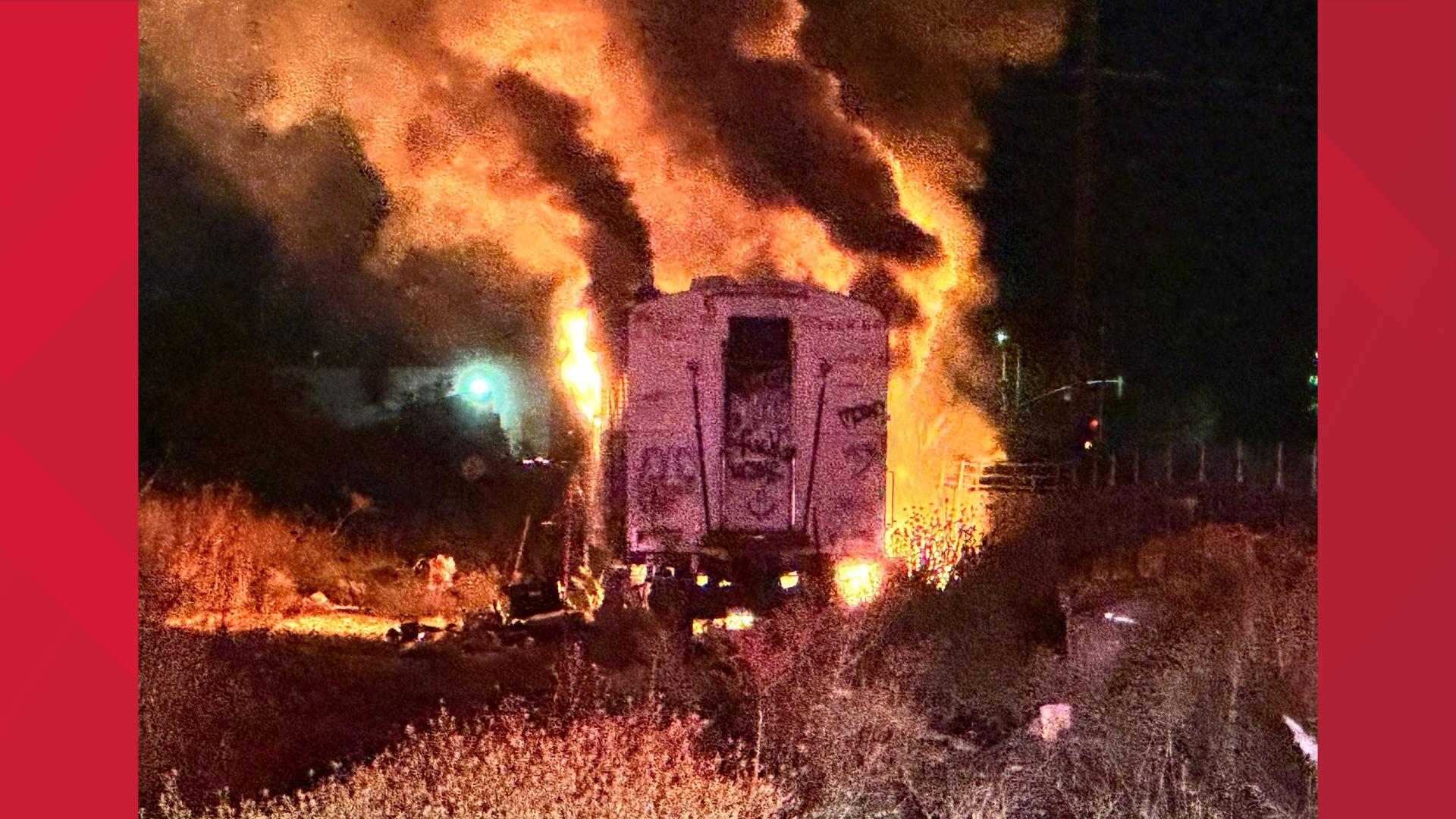 Railcar in Woodland catches fire | abc10.com