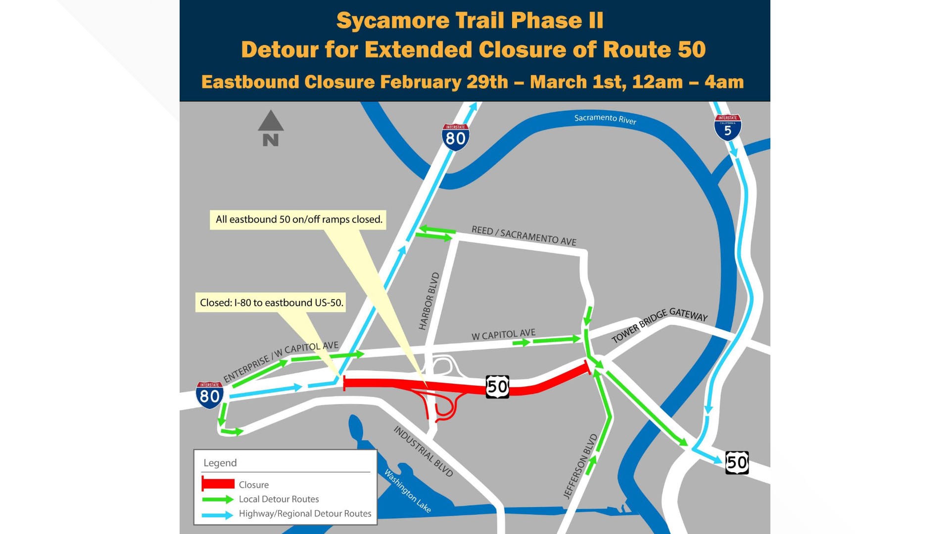 Parts of Highway 50 will be closing overnight in West Sacramento ...
