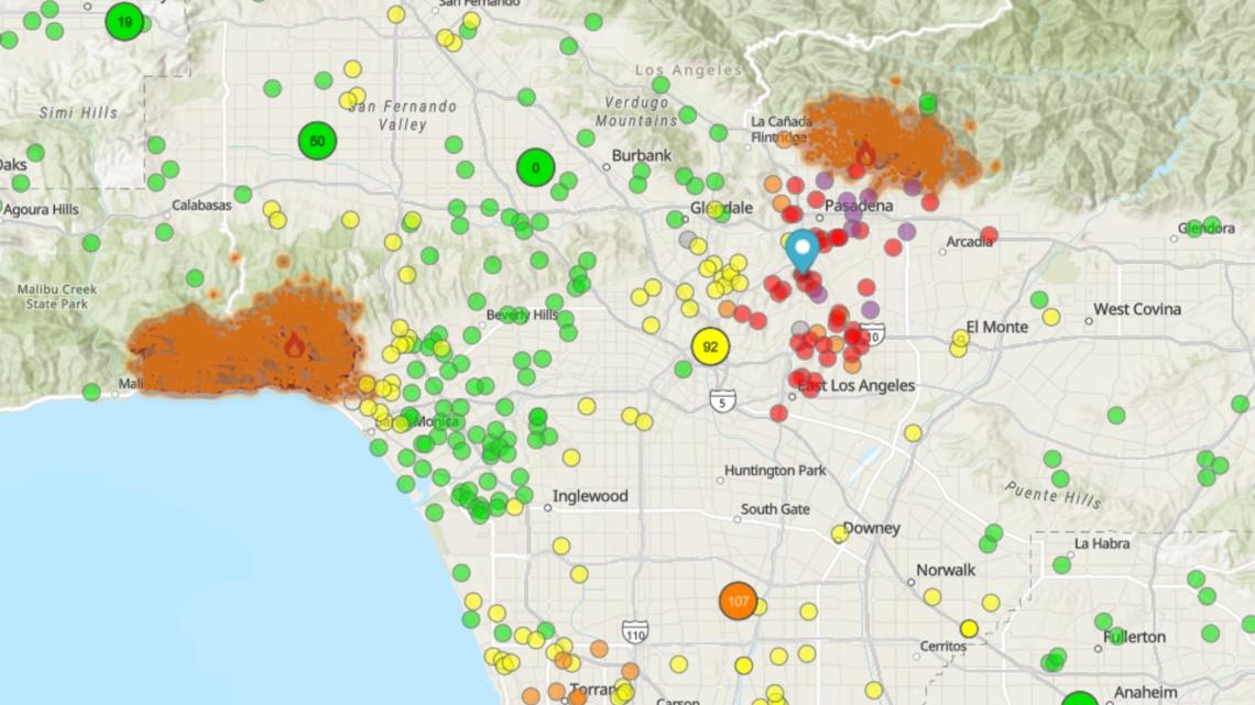 Smoke Map for Los Angeles: Smoke advisory due to wildfires | abc10.com