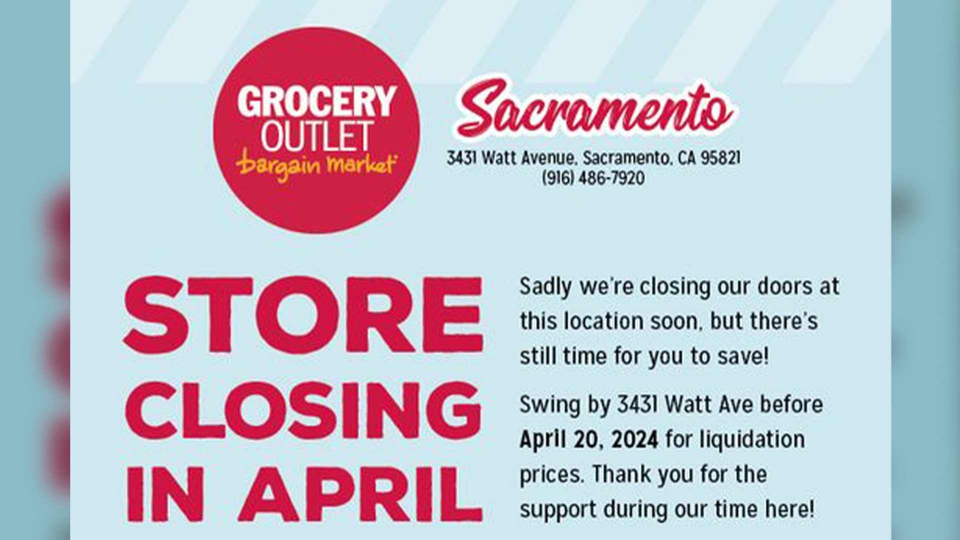 Sacramento Grocery Outlet Arden location closing doors April 20 | abc10.com