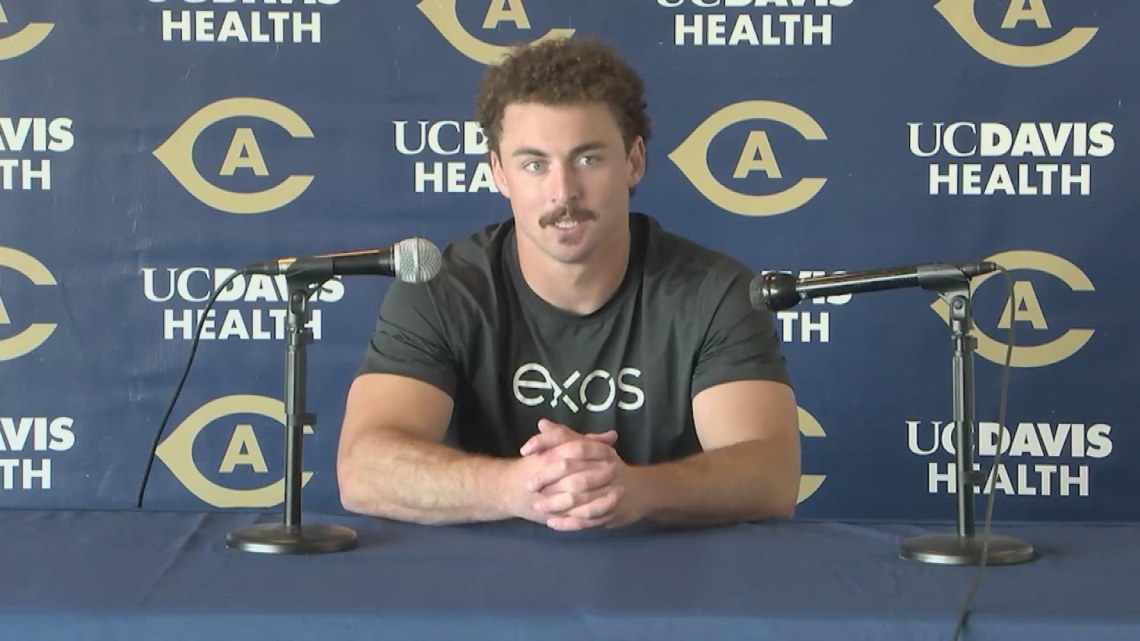 UC Davis' Lan Larison works out for scouts at pro day | abc10.com