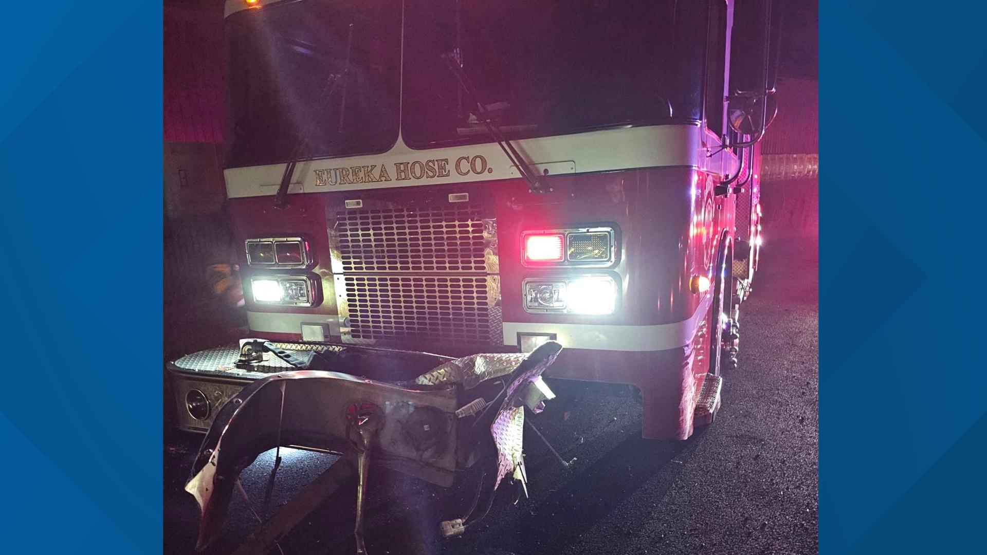 Marysville fire engine hit while responding crash on Hwy 70 | abc10.com