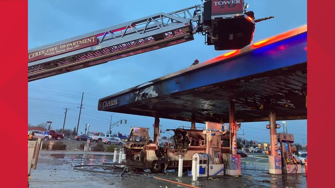 Fire at Chevron in Ceres: RV fire leaves two hurt | abc10.com