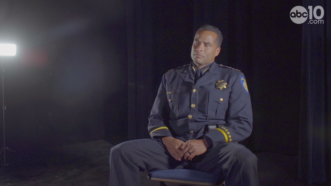 Sacramento Police Chief Daniel Hahn speaks following the first line-of ...