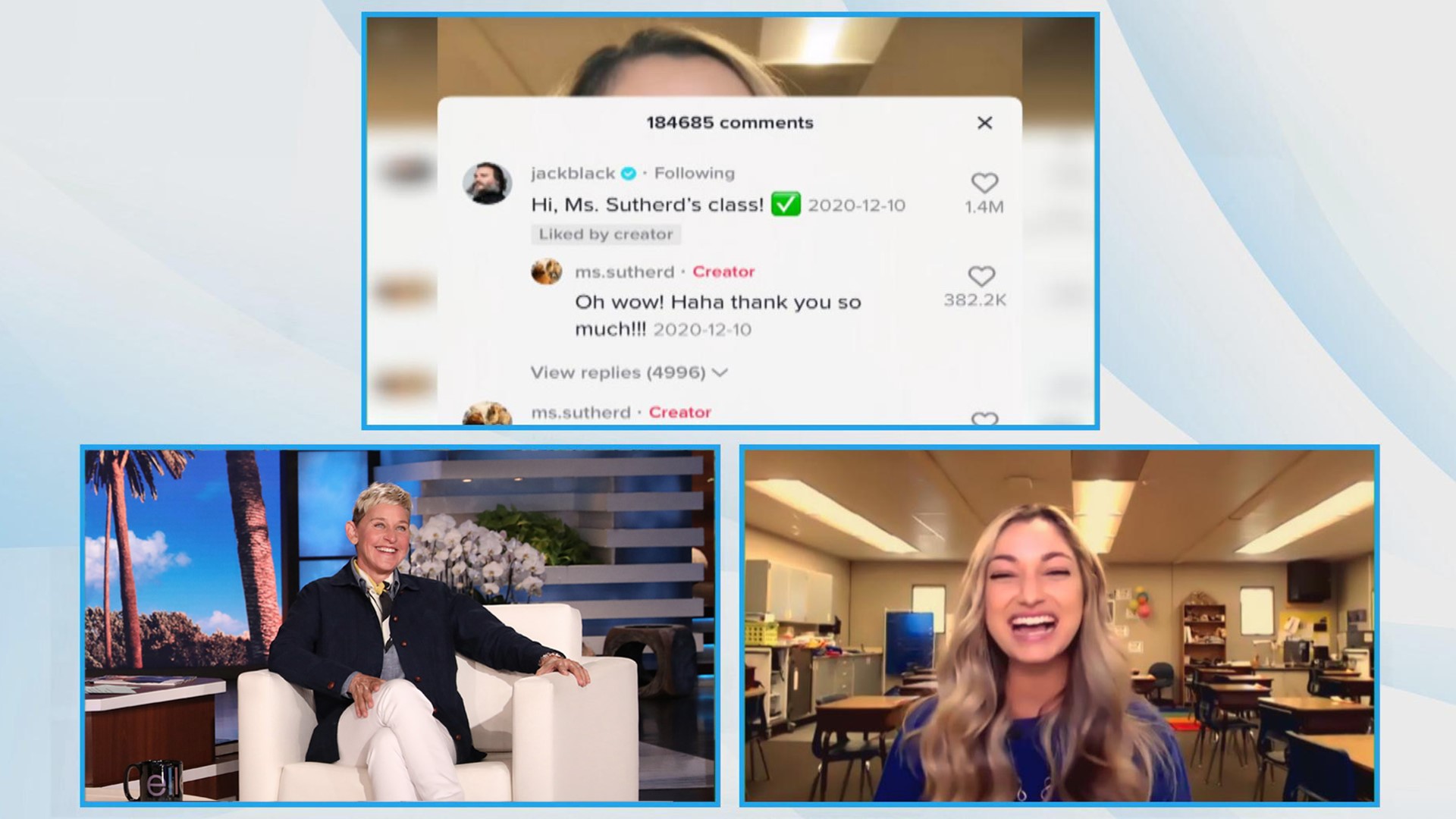 Ms. Sutherd appears on the Ellen DeGeneres show for viral TikToks ...