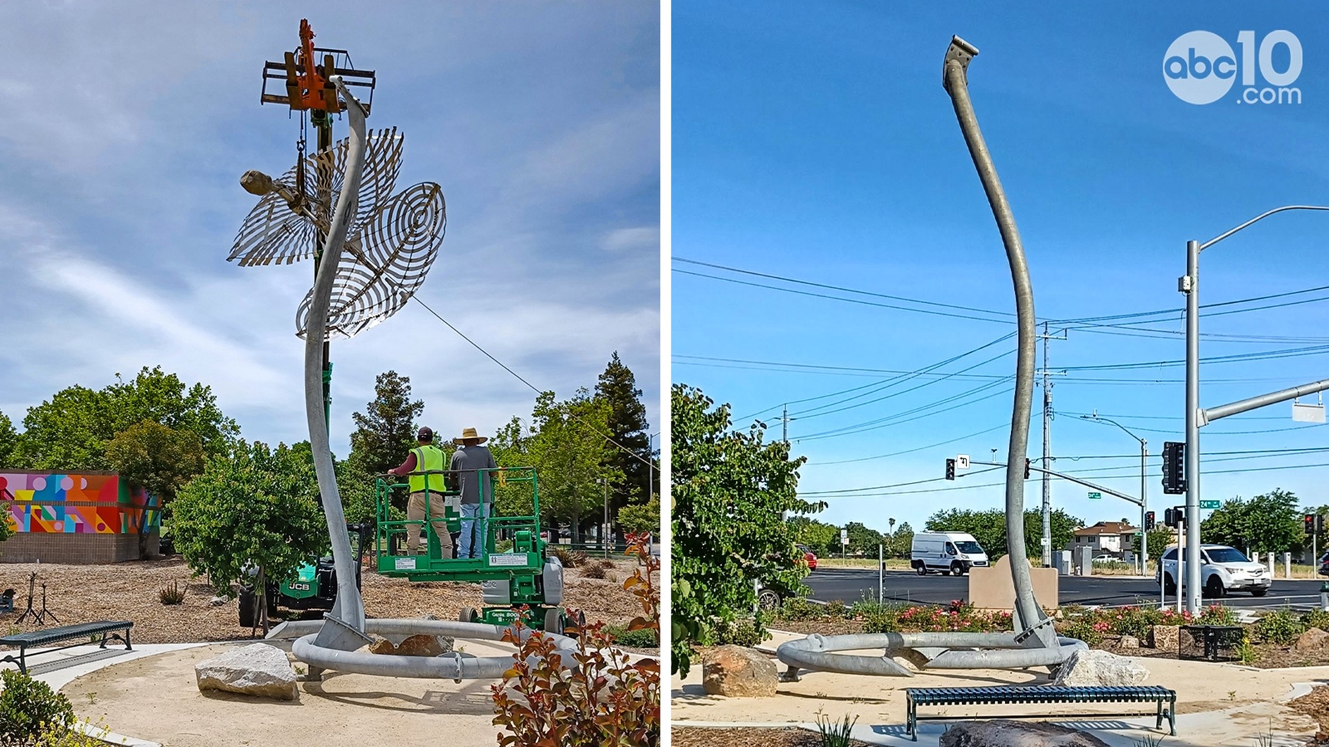 Sacramento sculpture toppled by winds to be fixed in Meadowview | abc10.com