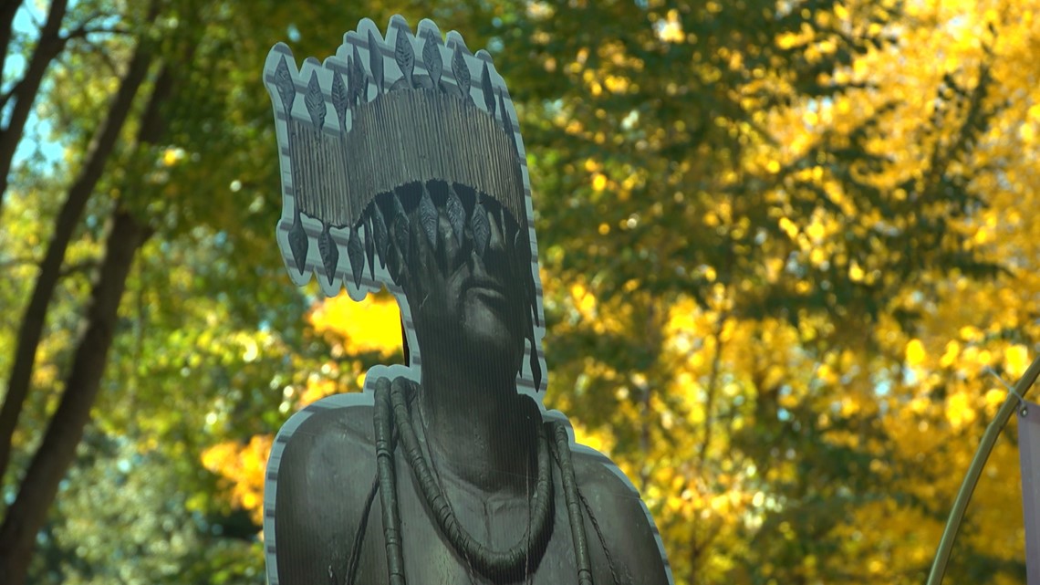 Statue of Native leader William Franklin at Capitol Park | abc10.com