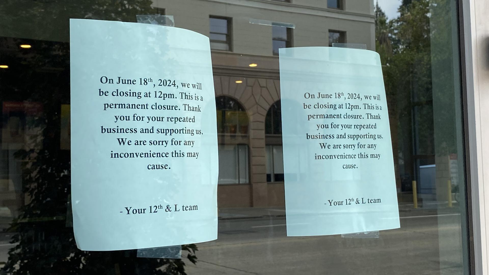 Starbucks 12th and L closing signs | abc10.com