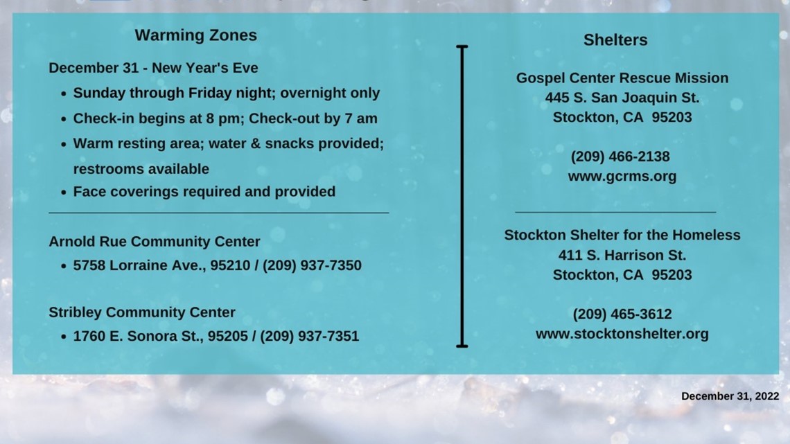 Overnight warming centers to open in Stockton | abc10.com