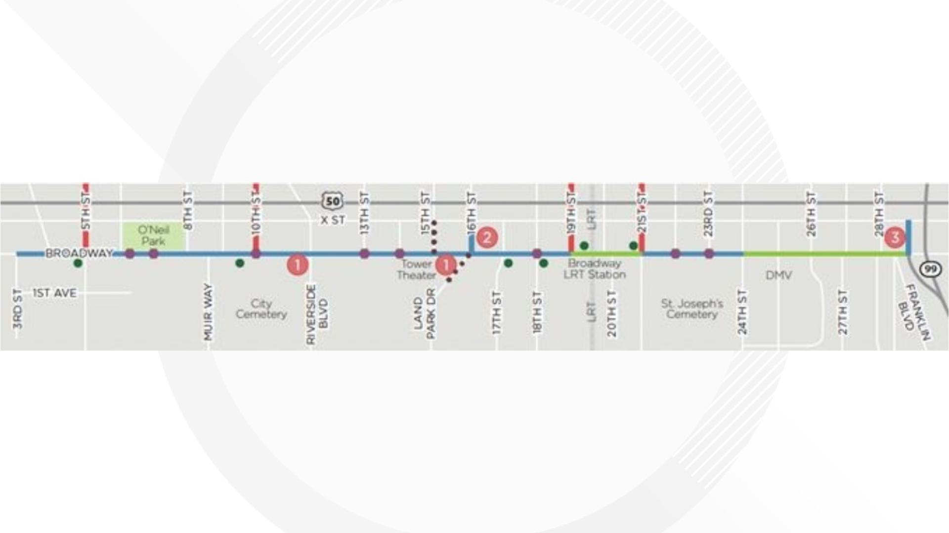 Major parts of Broadway Complete Streets project complete | abc10.com