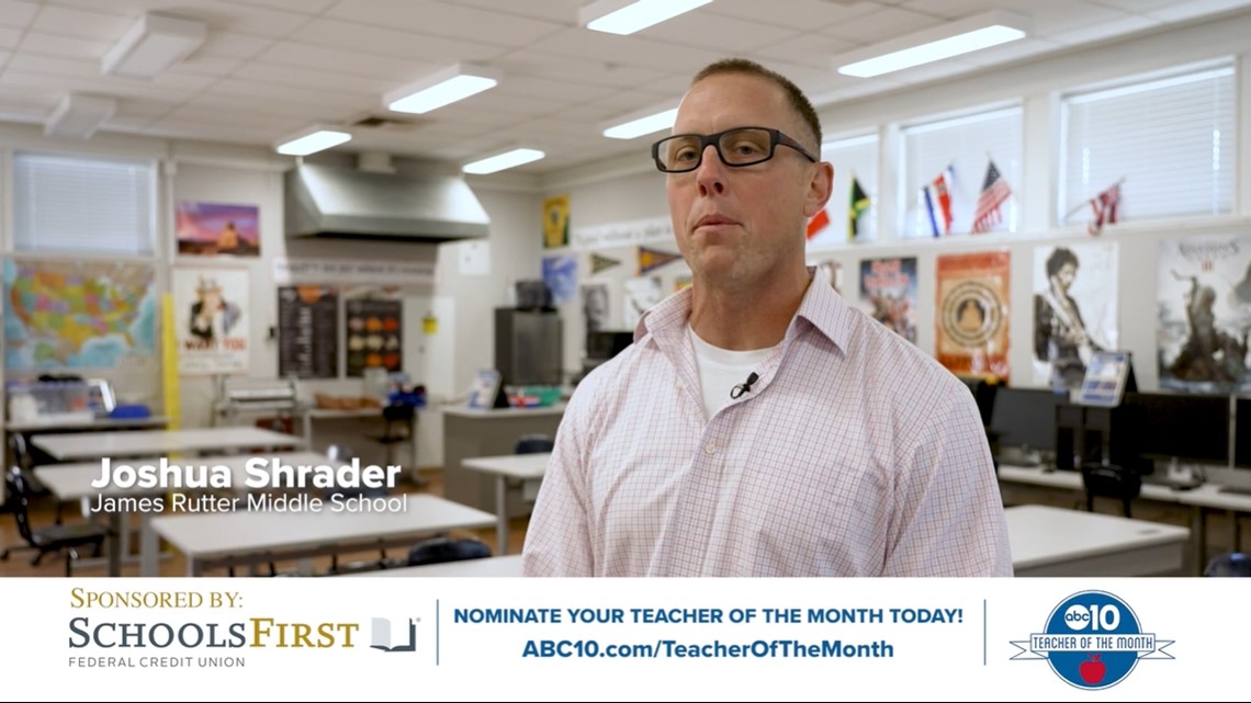 February 2024: ABC10's Teacher of the Month Joshua Shrader | abc10.com