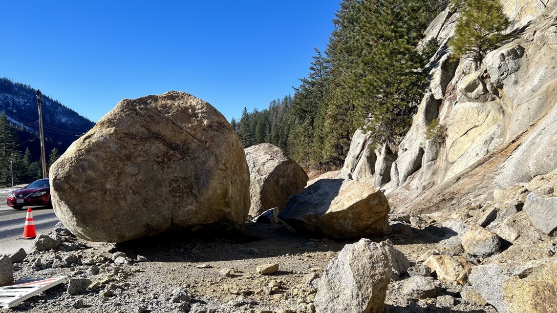 Boulders fall on Highway 50 during winter storm near Kyburz | abc10.com
