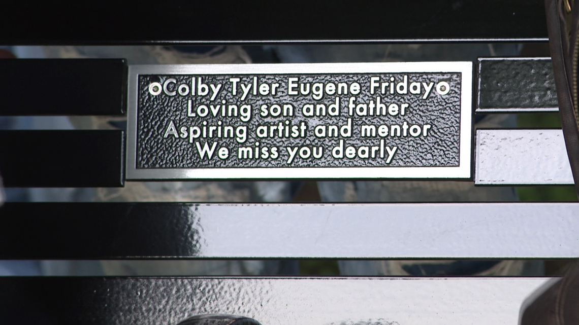 Park bench in honor of Colby Friday unveiled in Stockton | abc10.com