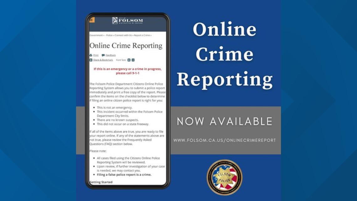 Online crime reporting system launches in Folsom | abc10.com