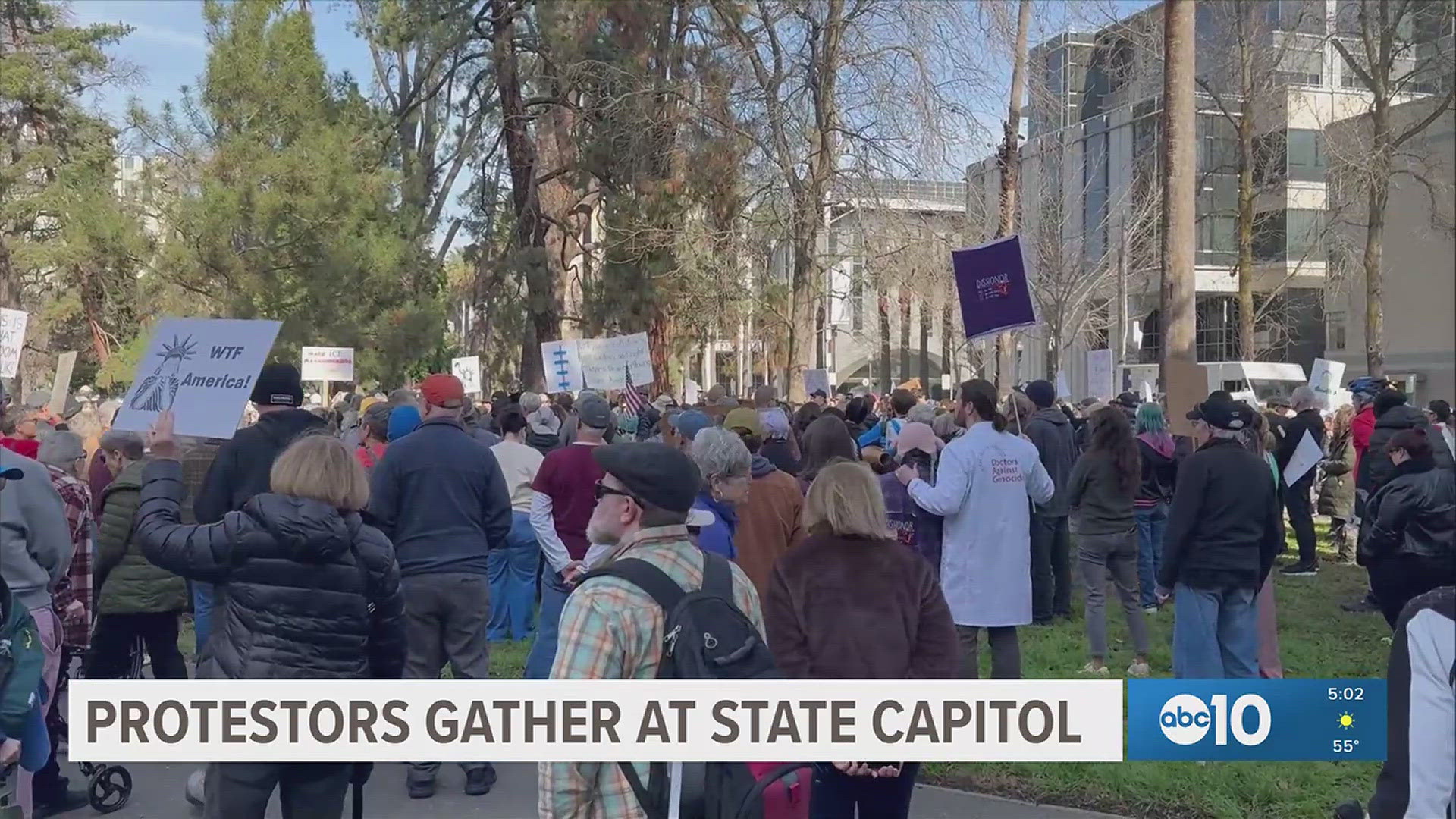 Hundreds protest at California State Capitol over ICE shooting, march ...