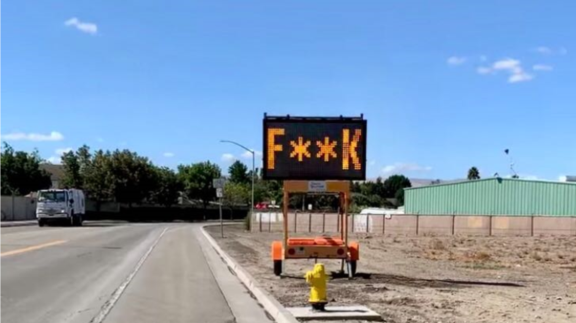 Tracy sign tells drivers to 'Slow the F**k Down' | abc10.com