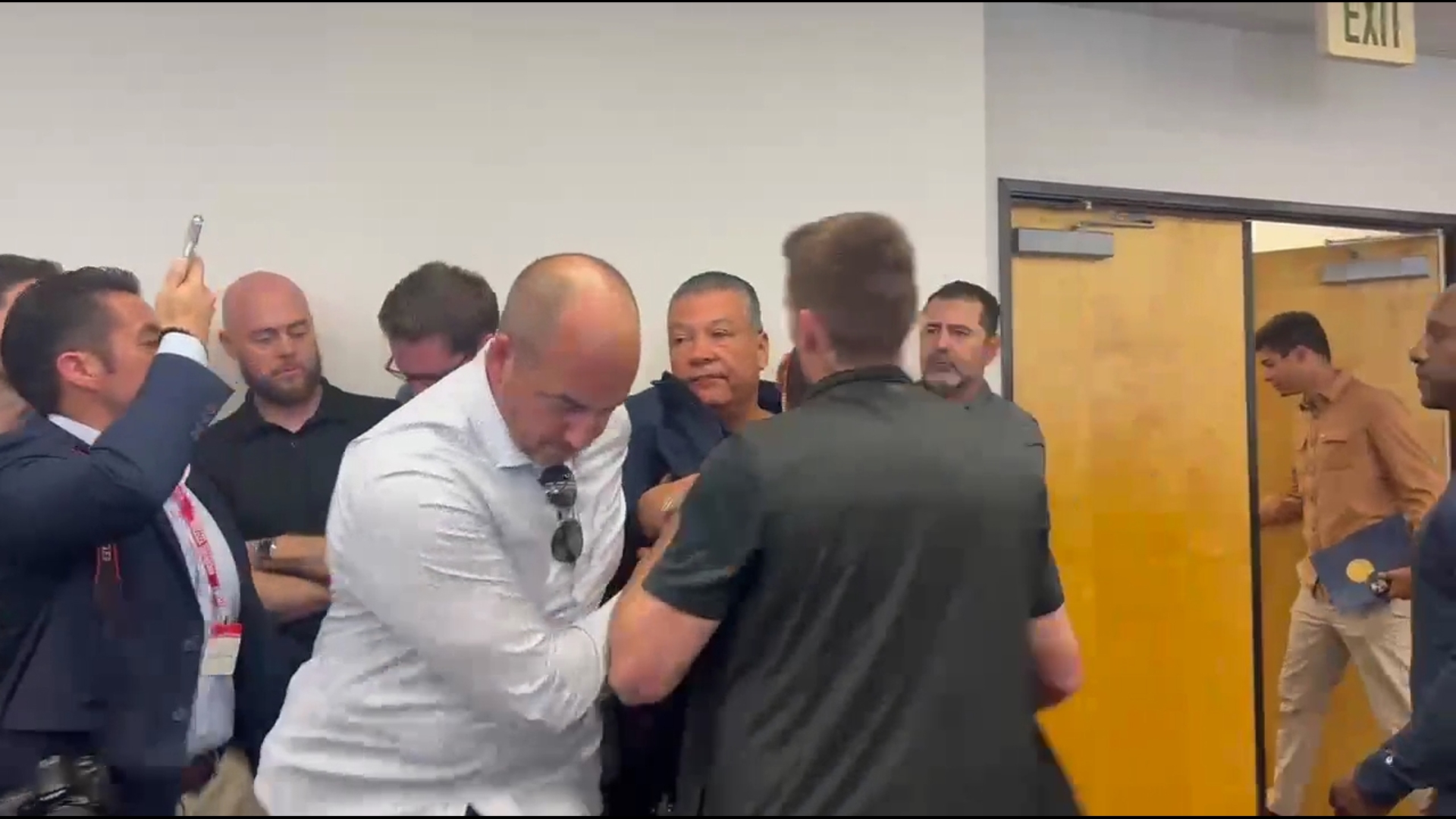 California senator forcibly removed from Noem press conference | abc10.com