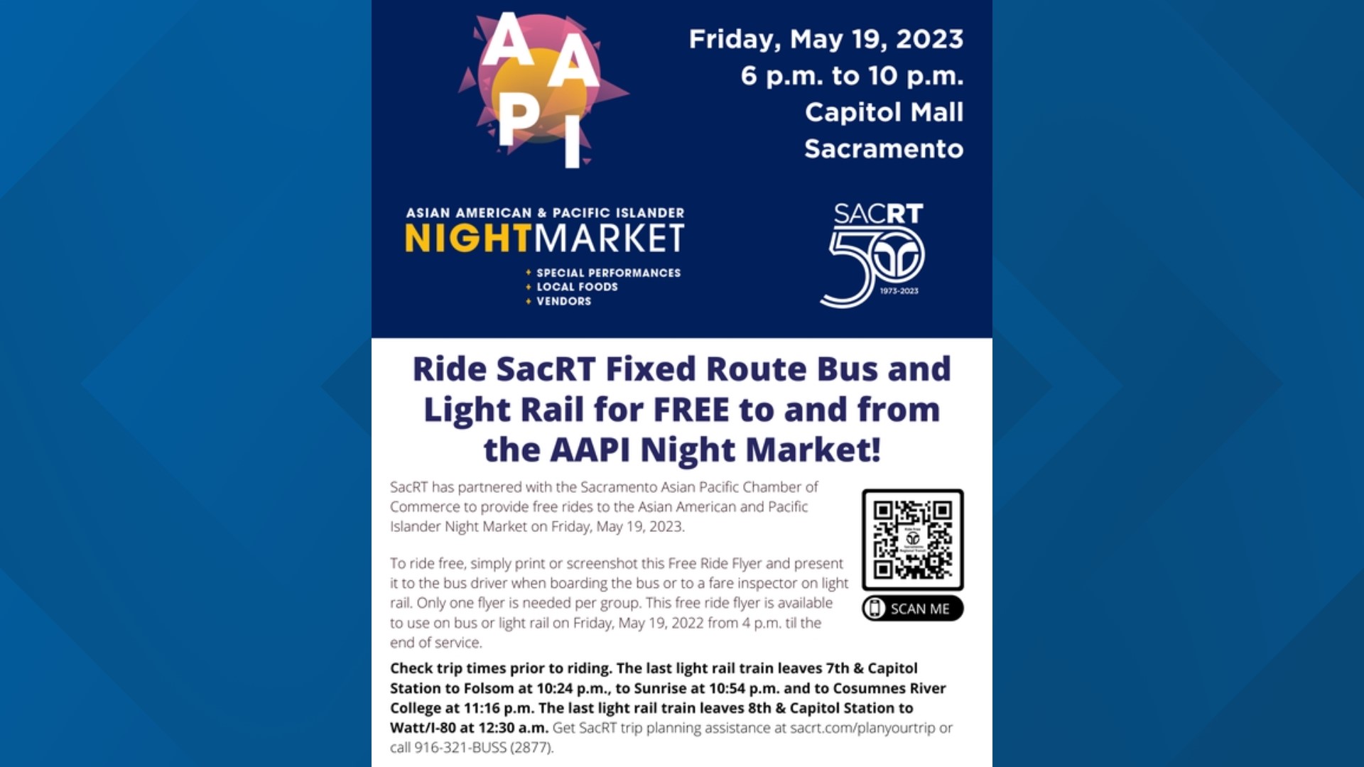 SacRT offering free rides to AAPI Night Market at Capitol Mall | abc10.com