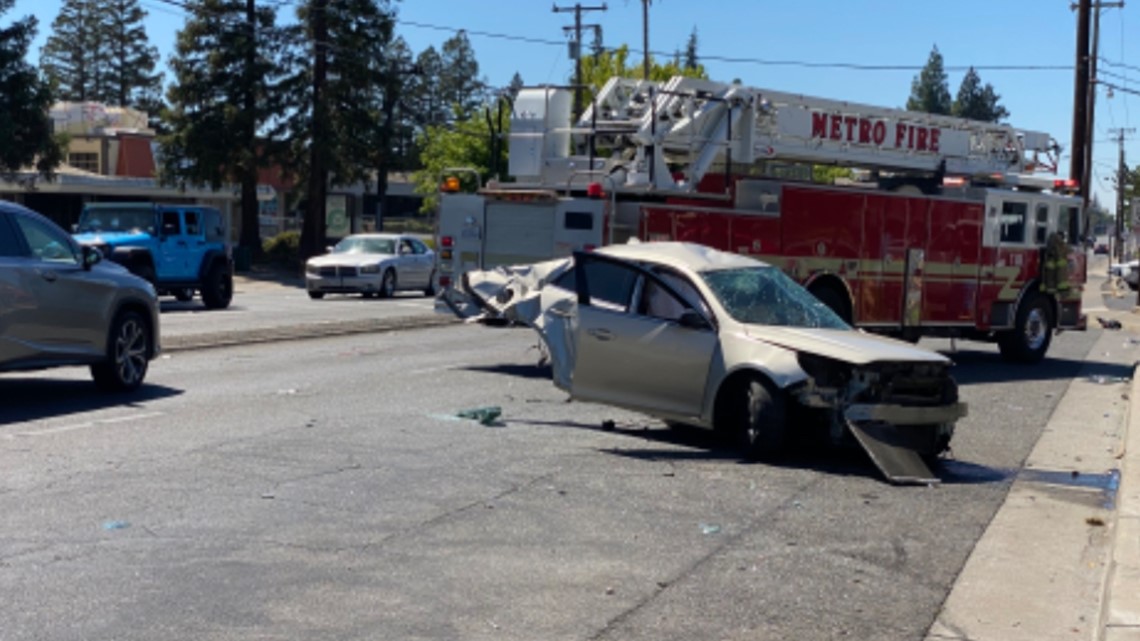 1 injured in Arden-Arcade crash leaving car split in half | abc10.com