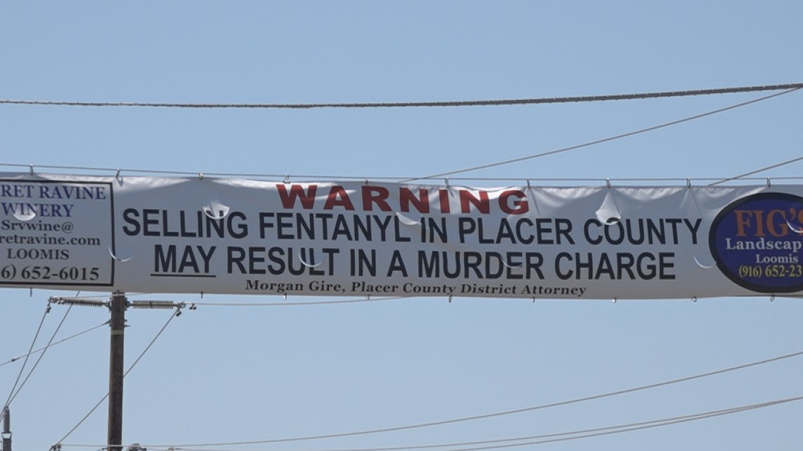 Placer County man waging war on fentanyl with banner | abc10.com