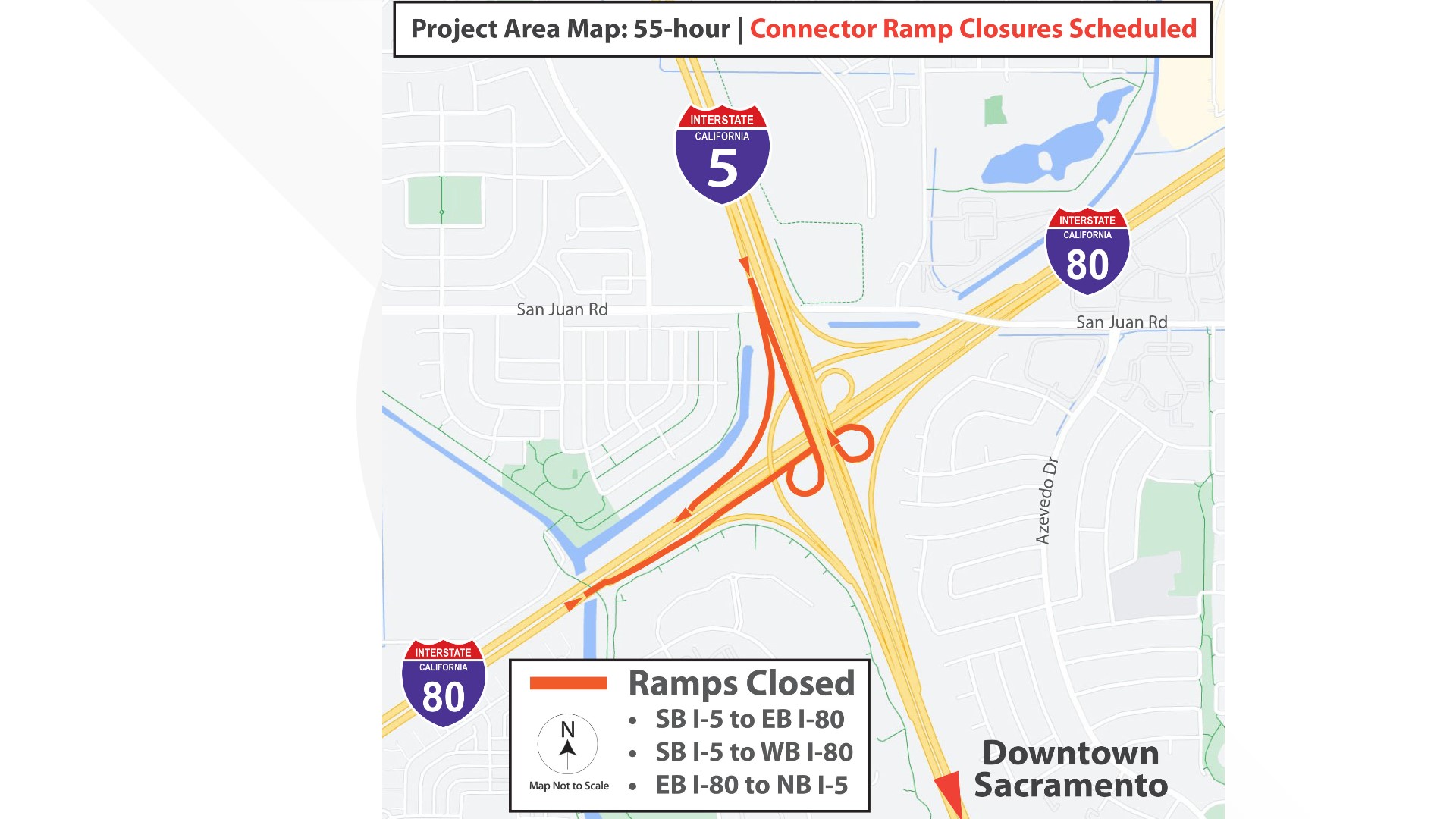 Ramps on I-5, I-80 to close this weekend in Natomas | abc10.com