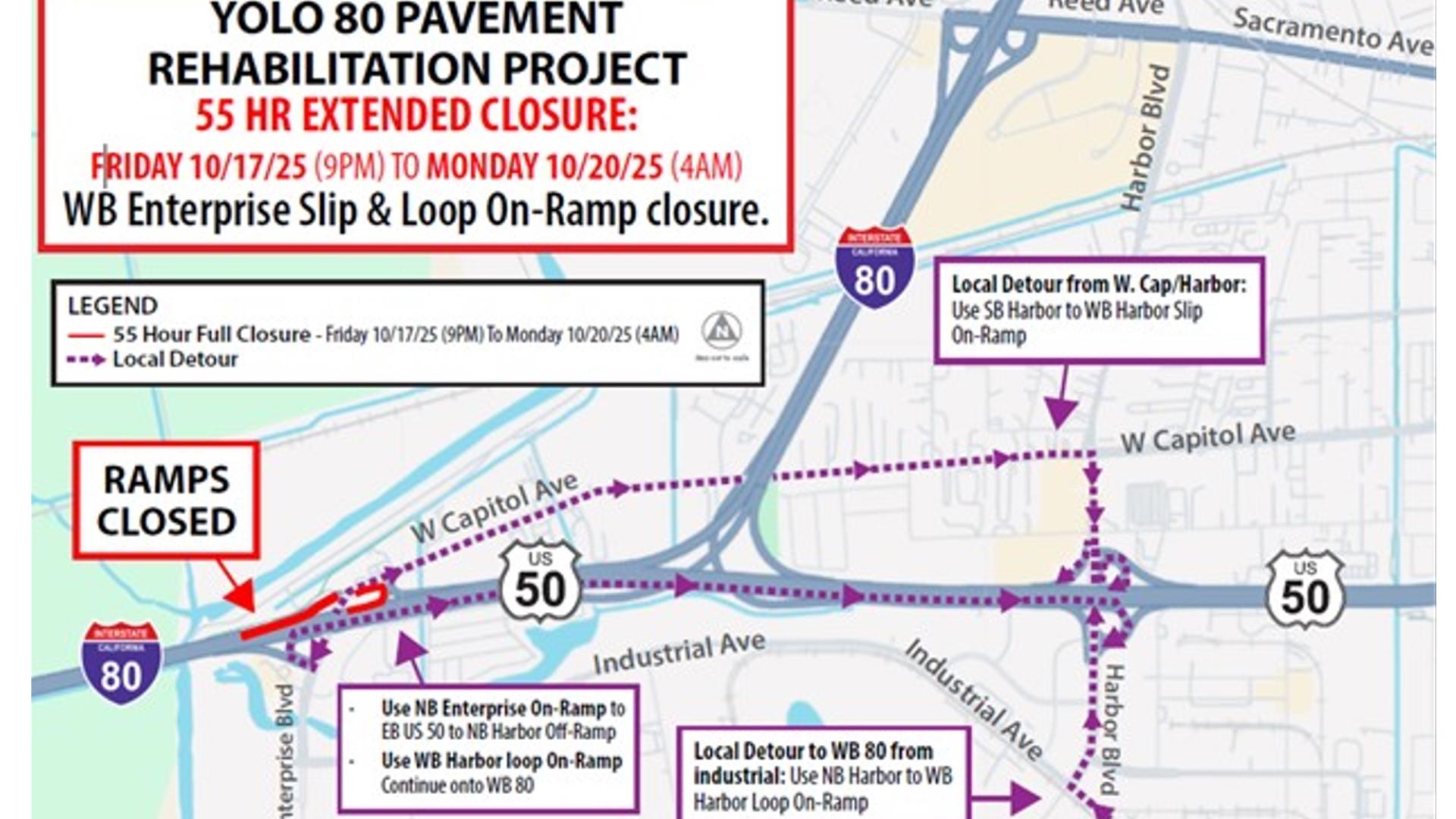 55-hour weekend closure planned for I-80 on-ramps in West Sacramento ...