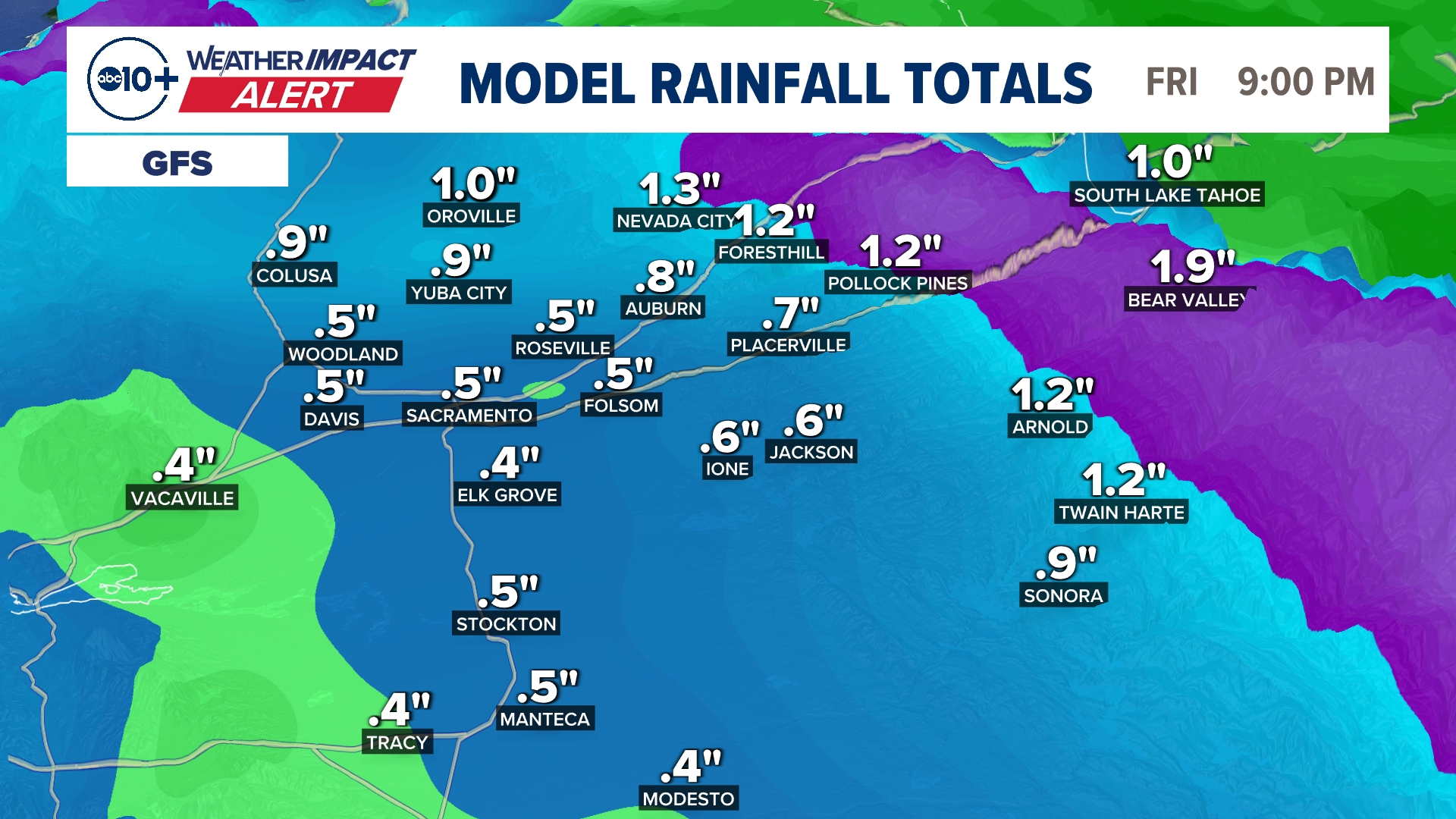 California Winter Storm: Rain, snow totals from last 24 hours | abc10.com