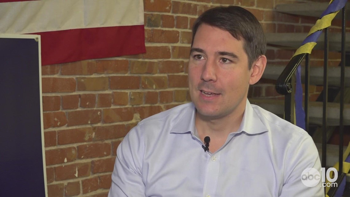 Josh Harder, candidate for the 9th Congressional district, talks with ...