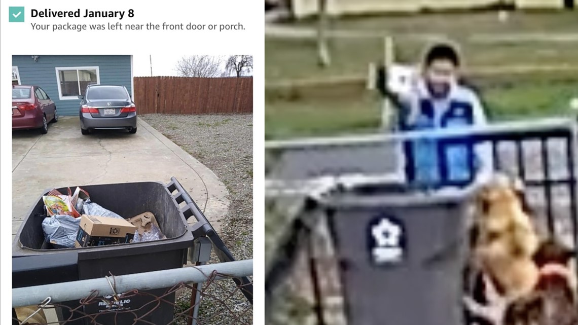 Amazon driver places package in full trash bin at Linden home | abc10.com