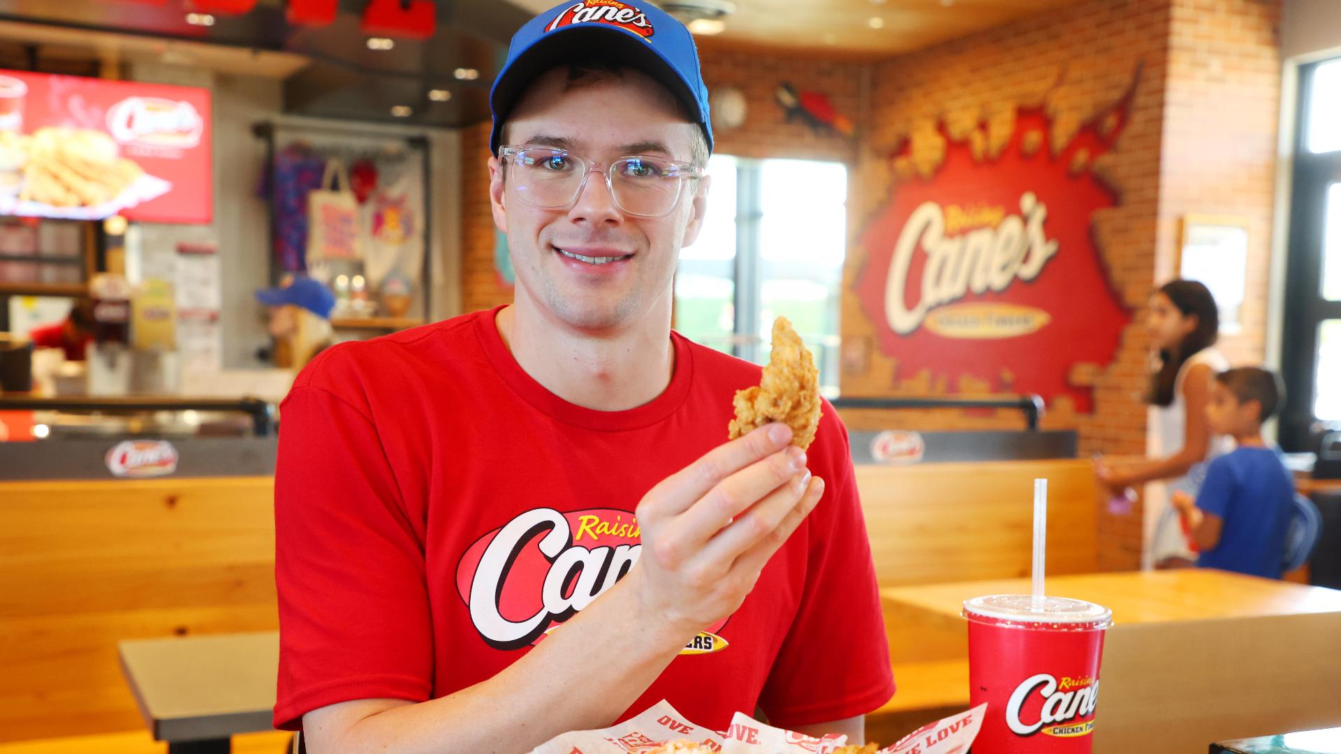 Olympic swimmer Nic Fink works shift at Dallas Raising Cane's | abc10.com